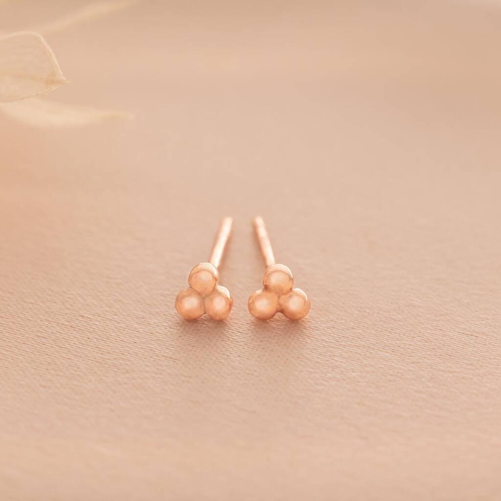 Sterling Silver Triple Stud Personalised Earrings By Bloom Boutique