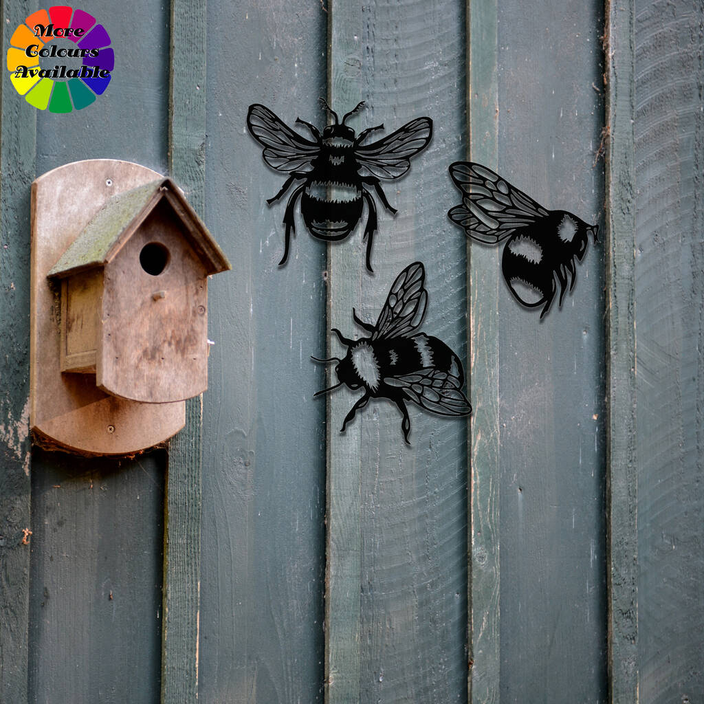 Set Of Three Metal Bees Rusty Metal Art Gardener Gift By Duke Craft ...