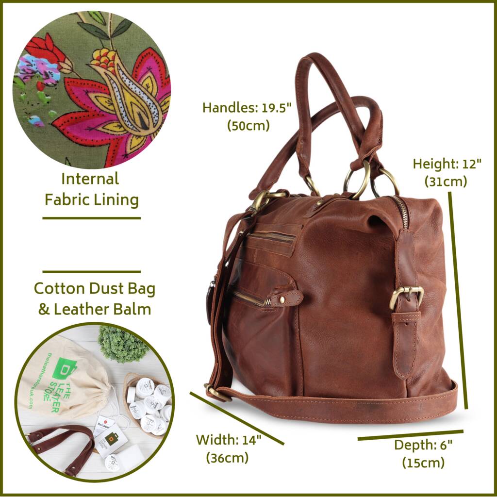 Hampton Leather Handbag Tote With Zip Pocket By The Leather Store ...