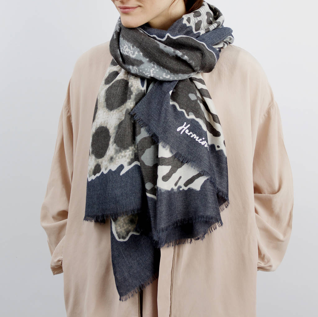 Personalised Leopard Spotted Print Scarf By Studio Hop ...