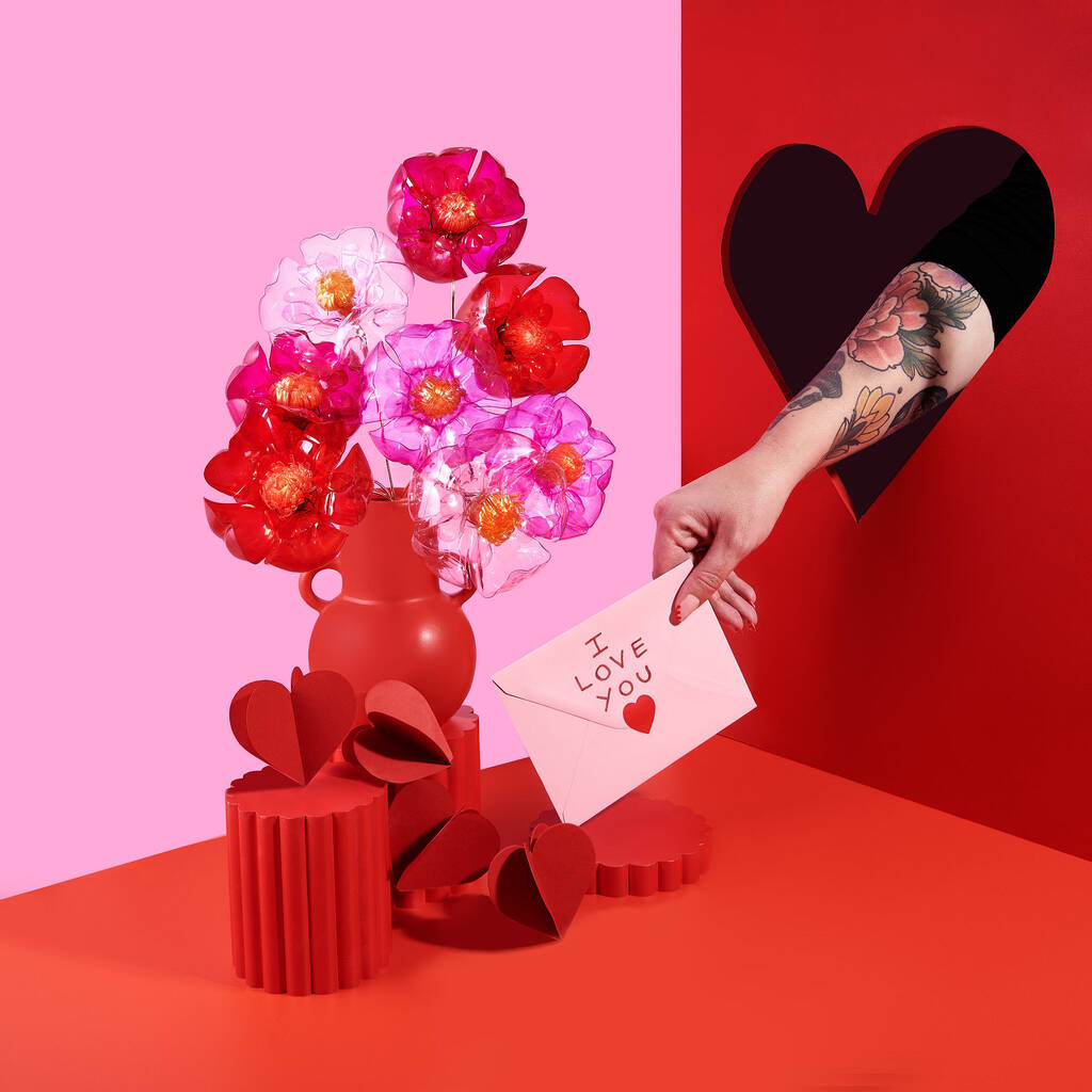 Valentines Recycled Plastic Bottle Flower Eco Bouquet By Aimee Maxelon Art