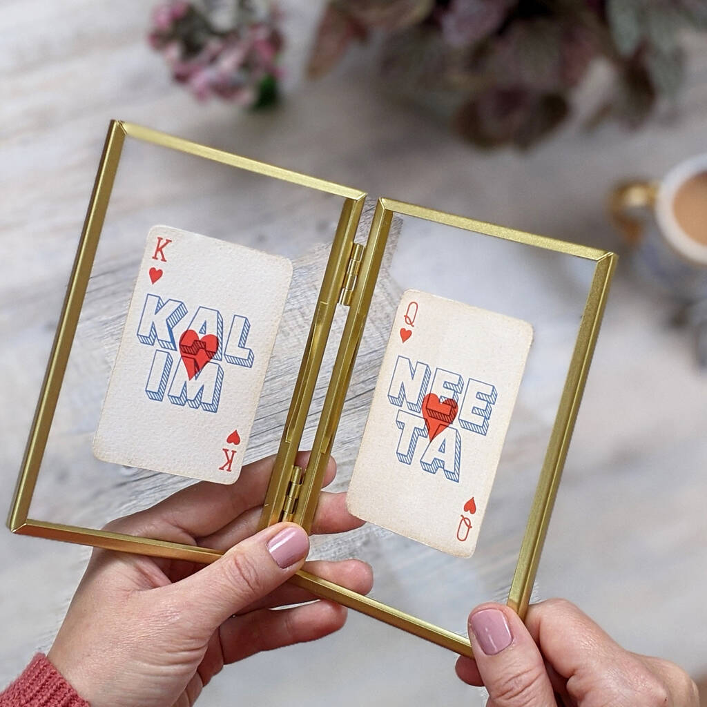 Personalised Couple's Playing Card Letterbox Gift Set By Hands & Hearts ...