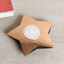 set of three copper shooting star tea light holders by dibor ...