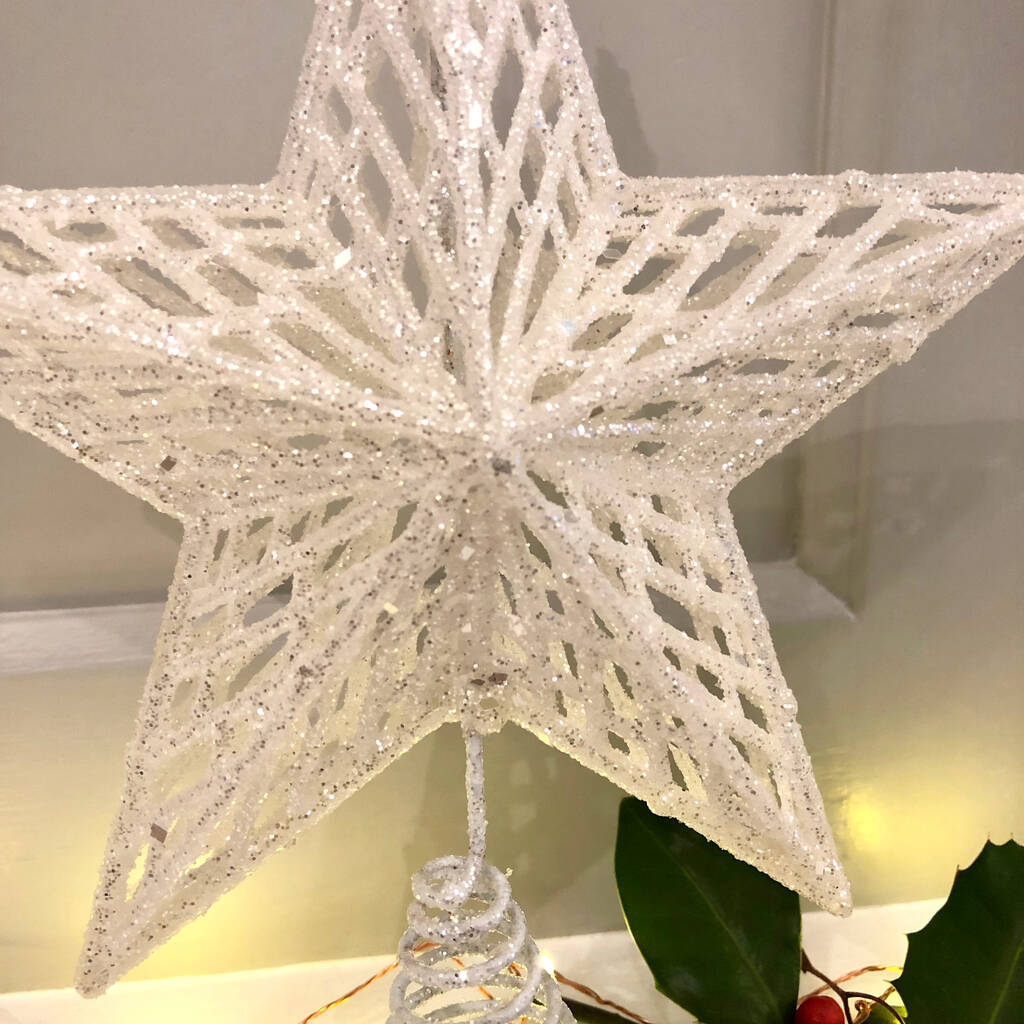 White Sparkle Star Tree Topper By Pink Pineapple Home & Gifts ...