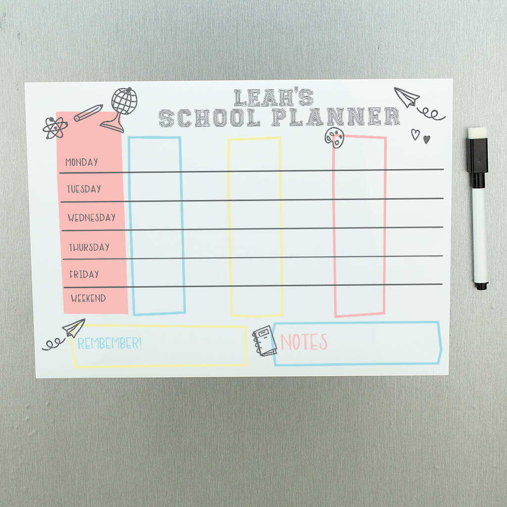 Personalised Weekly School Magnetic Wall Planner By Love Lumi Ltd ...