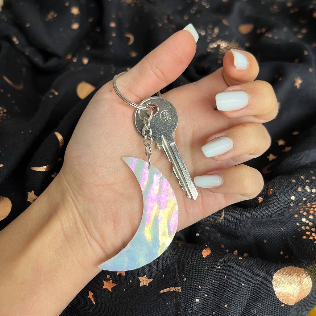 Glass Moon Keyring By MMC Glass