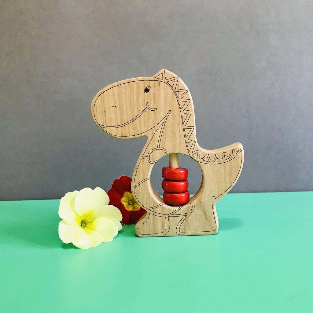 Dinosaurs Eco Friendly Personalised Rattle By Natural Gift Store ...