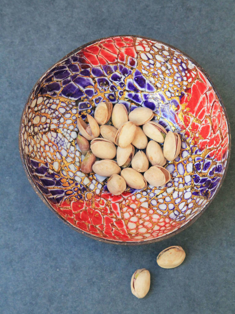 gold pattern coconut shell snack bowl by lotus direct ...