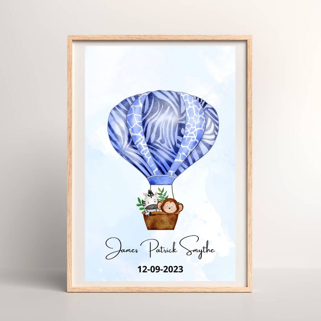 Nursery Print Animals In A Hot Air Balloon By Hitcreations4u