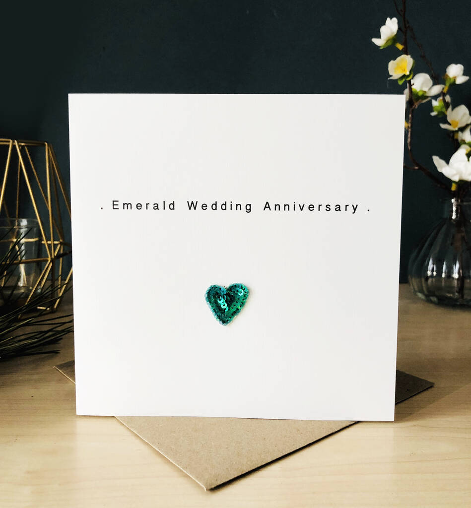 Emerald Wedding Anniversary Embroidered Card By Sabah Designs 