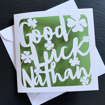 Personalised Good Luck Card By Whole In The Middle | notonthehighstreet.com