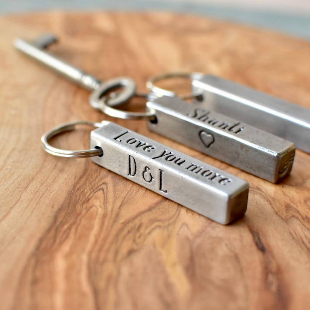 Personalised Steel Bar Keyring For 11th Anniversary By Coach House ...