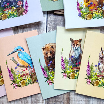 Set Of Eight Woodland Animal Notecards And Envelopes By Paper Willow ...