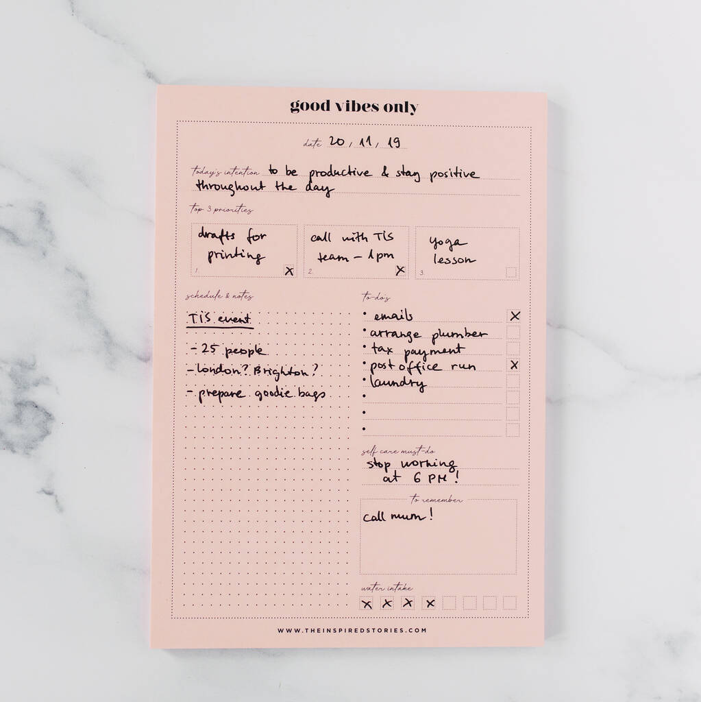 Daily Notepad Good Vibes Only By The Inspired Stories ...