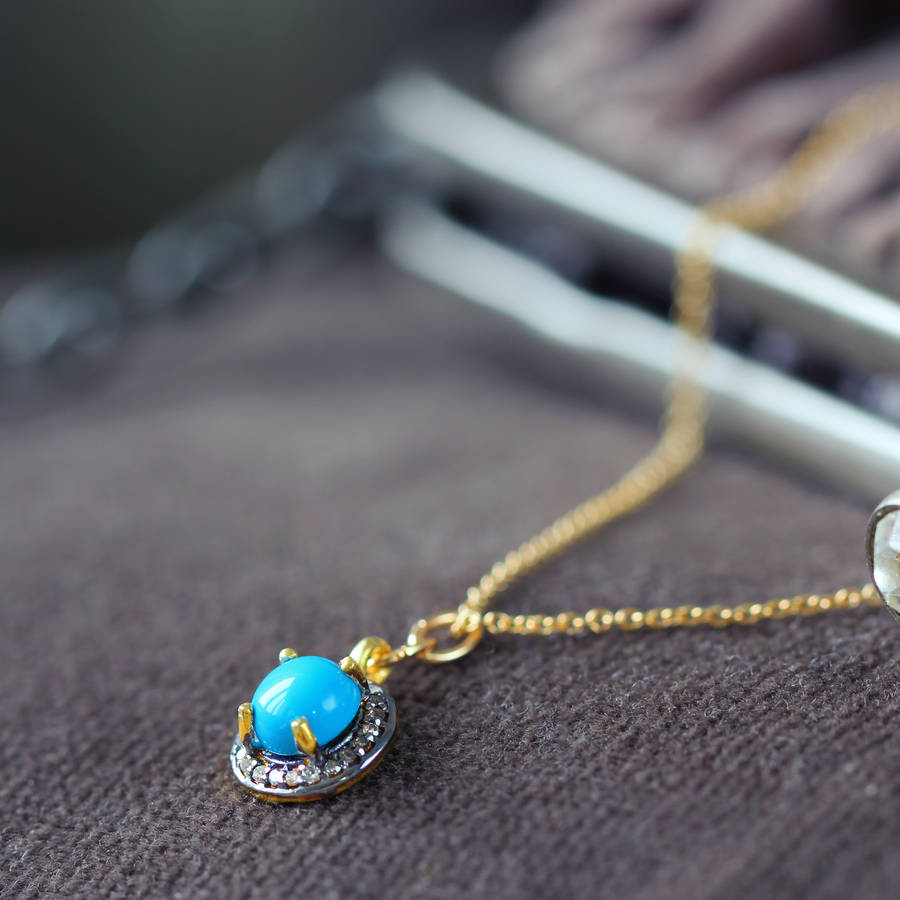 Turquoise And Diamond December Birthstone Necklace By Artique Boutique ...
