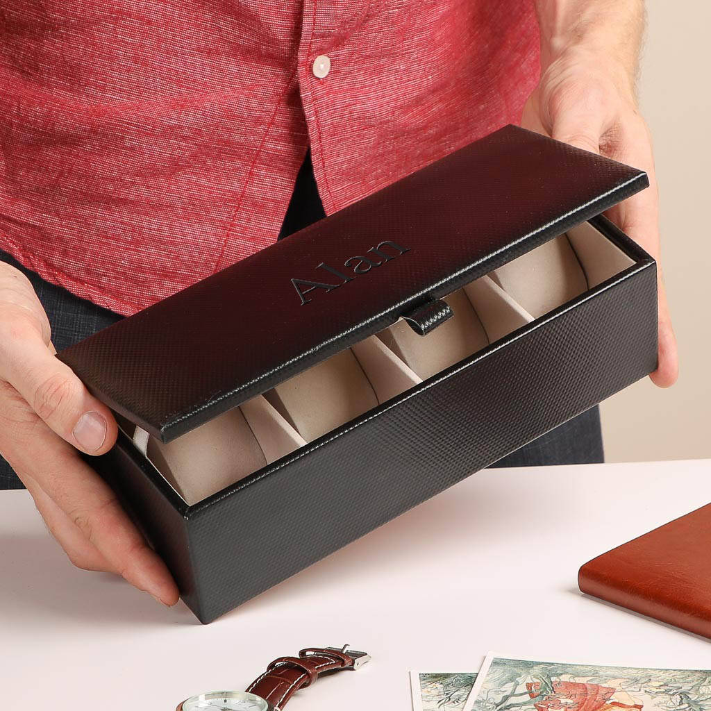 Personalised Black Honeycomb Watch Box By Dibor | notonthehighstreet.com