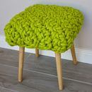 'hermia' Handwoven Wool Footstool With Oak Legs By Perch Upholstery ...