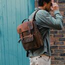 'kingsley' Water Resistant Leather 15' Laptop Backpack By Vintage Child ...