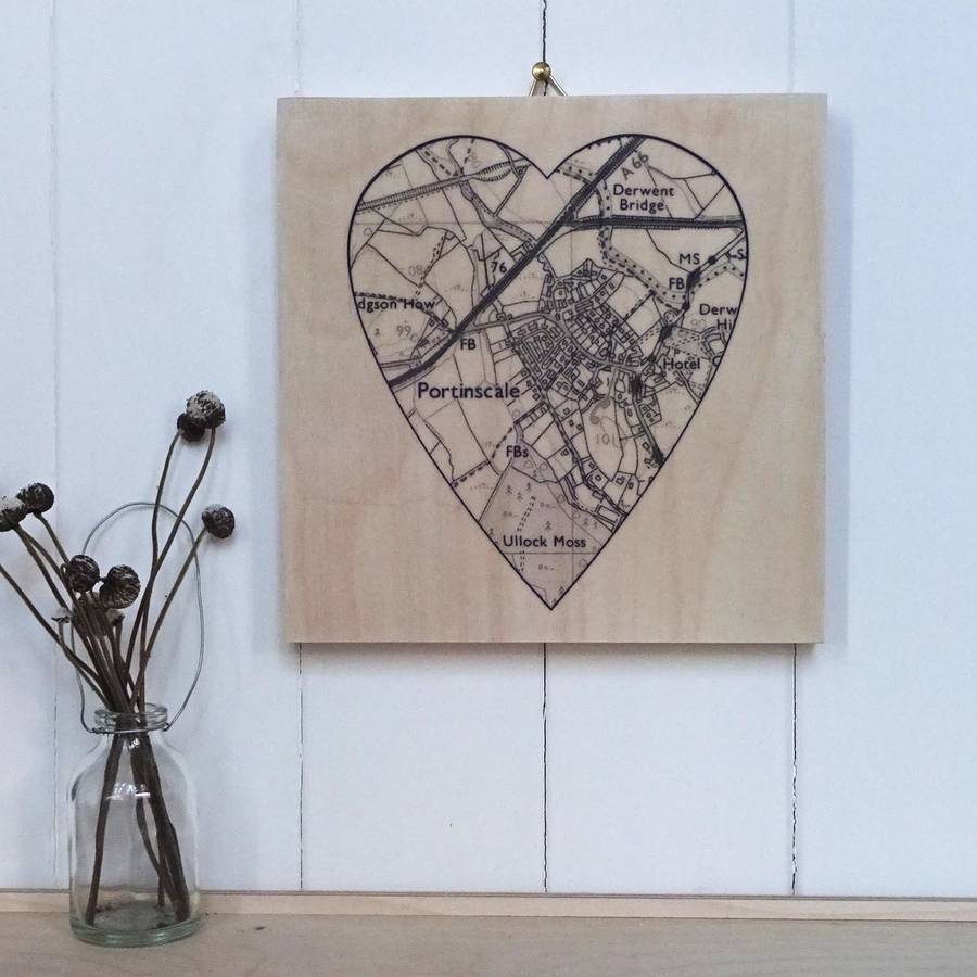 customised heart shaped map print by northern logic ...