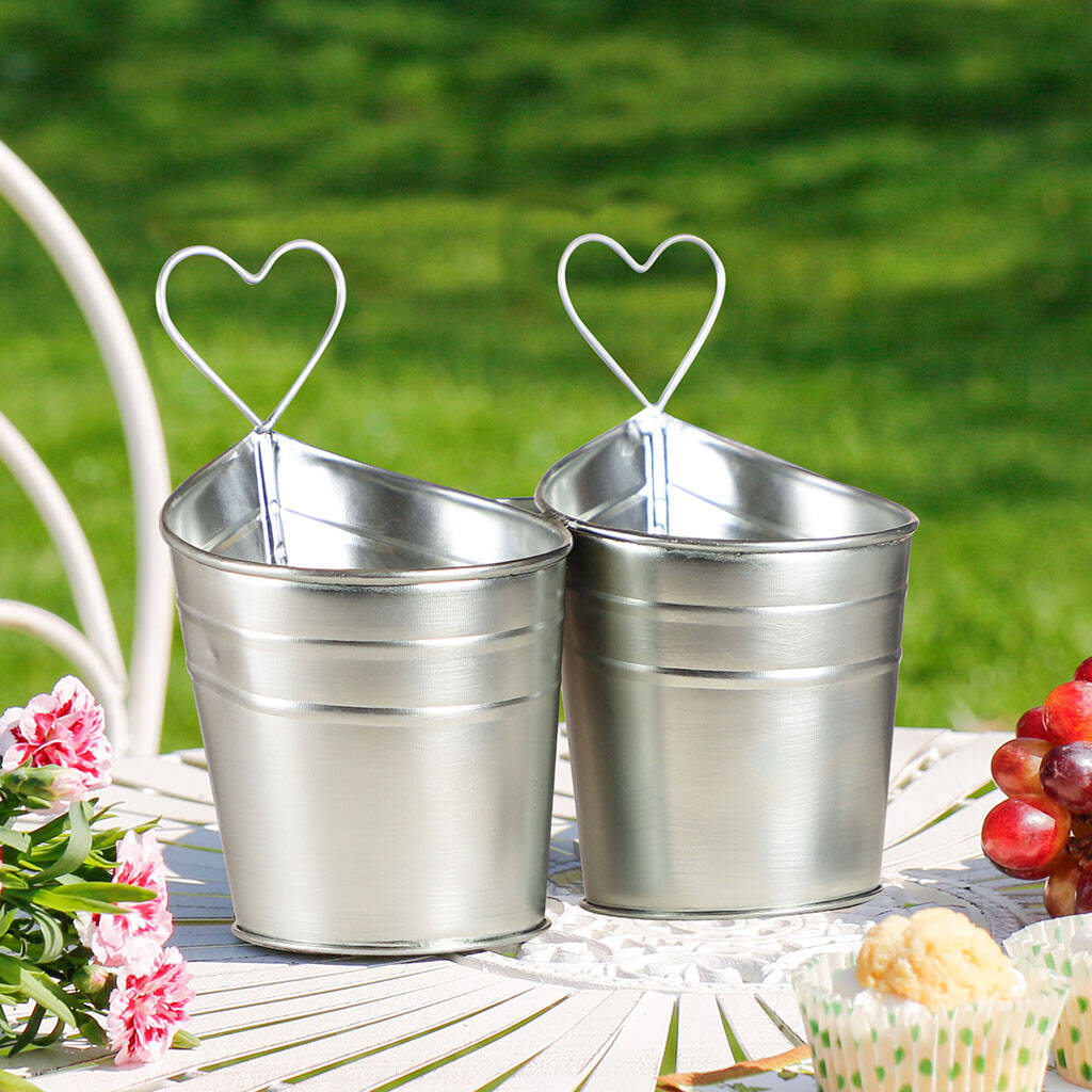 Double Metal Heart Planter Buckets By Dibor | notonthehighstreet.com