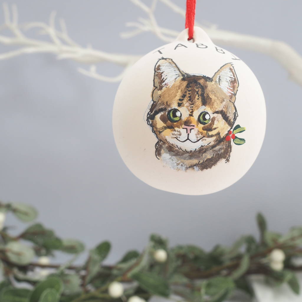 cat's christmas bauble decoration portrait by katie simpson ...