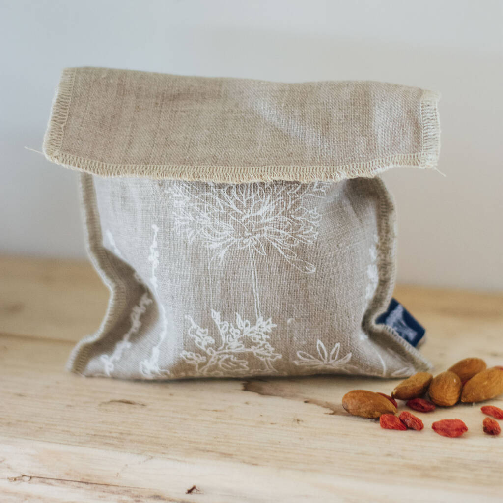Garden Flowers Linen Snack Bag By Helen Round | notonthehighstreet.com