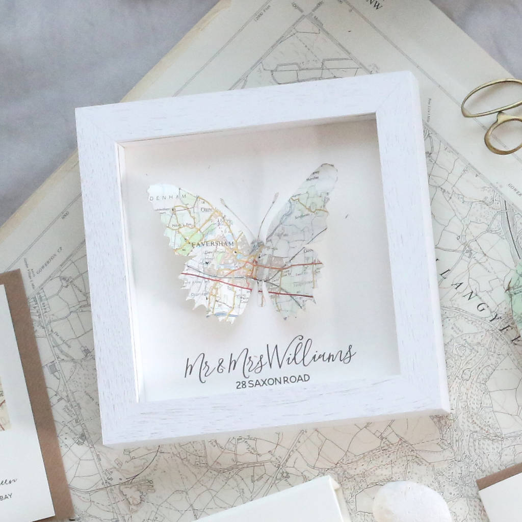 personalised map location butterfly print gift by bombus ...
