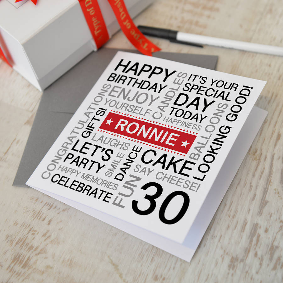 Personalised 30th Birthday Card By A Type Of Design 