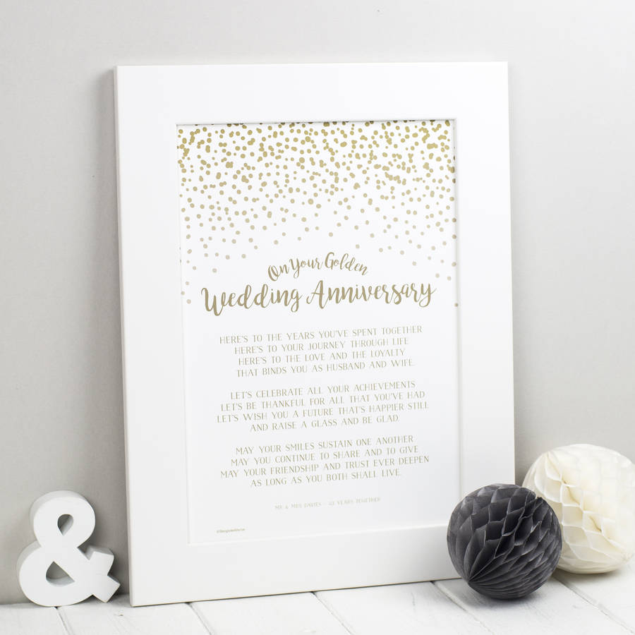 Golden Wedding Anniversary Poem Print By Bespoke Verse 