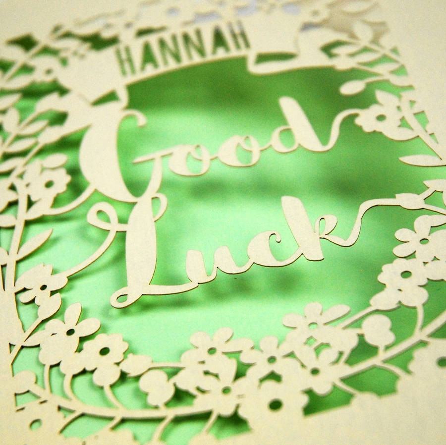 Personalised Papercut Floral Good Luck Card By Pogofandango ...