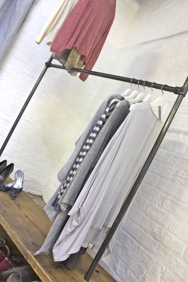 laura dark steel pipe freestanding double clothes rail by urban grain ...