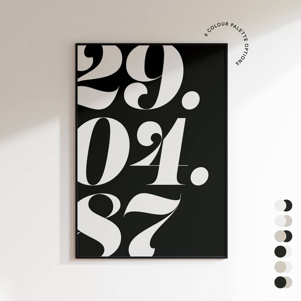 Personalised Bold Date Print In Neutral Colours By AballoneStudio ...