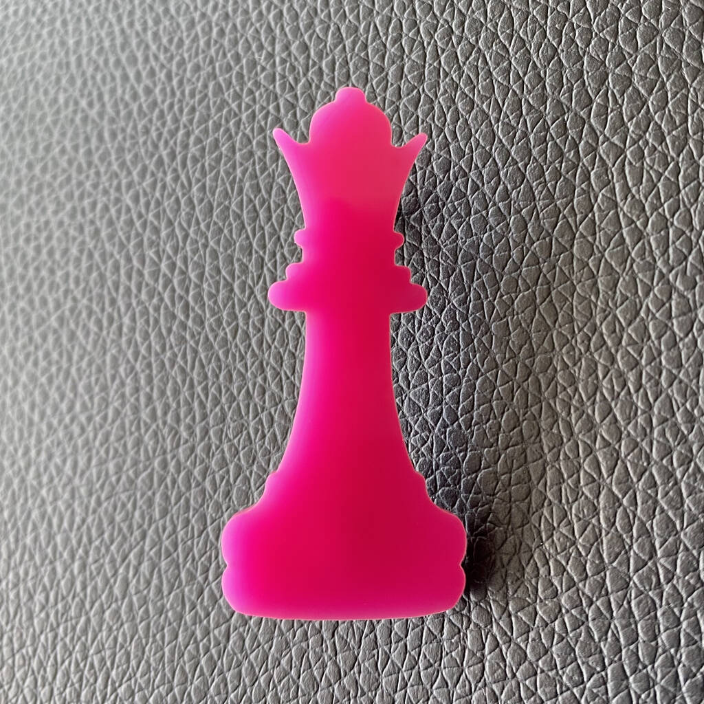 Pink Acrylic Chess Queen Brooch By Paper Tango | notonthehighstreet.com