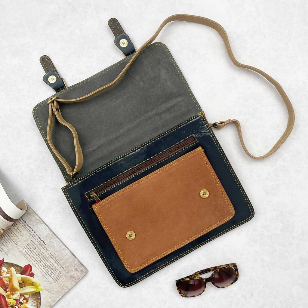 Recycled Coloured Leather Satchel Bag By Paper High ...