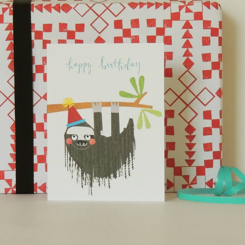 happy birthday sloth mini card by kali stileman publishing ...