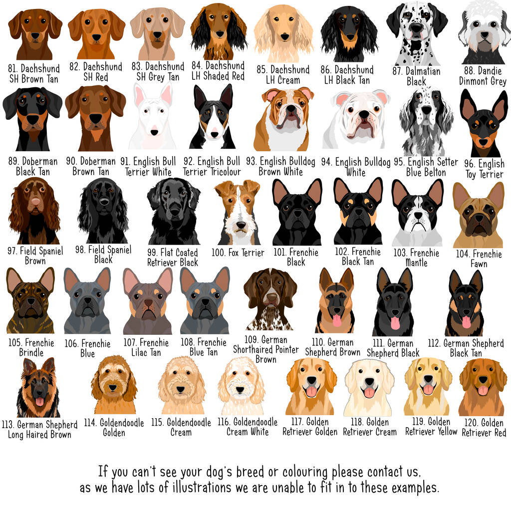 Bold Dog Breed Premium Illustrated Name Tag By Hoobynoo