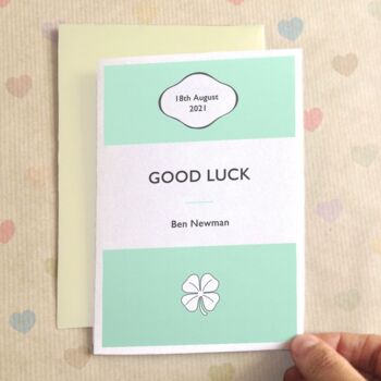Personalised Good Luck Stripe Card By Clean Design | notonthehighstreet.com