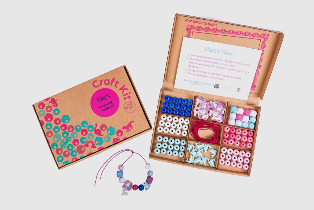 Personalised Mermaid Wooden Bead Making Kit By Little Crafty Bees