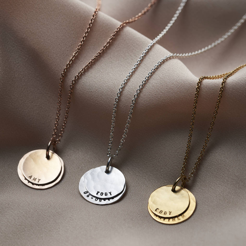 Personalised Hammered Family Disc Necklace By Posh Totty Designs ...