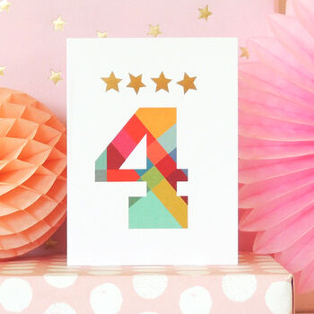 Mini Gold Star Number Four Card By Kali Stileman Publishing ...