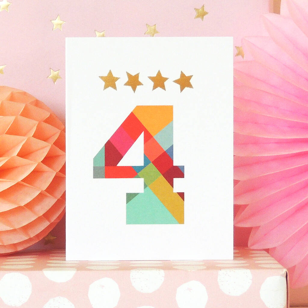 Mini Gold Star Number Four Card By Kali Stileman Publishing ...