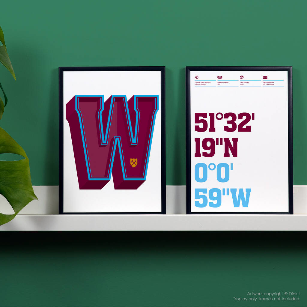 West Ham Football Typography Wall Art A Z Prints By Dinkit ...