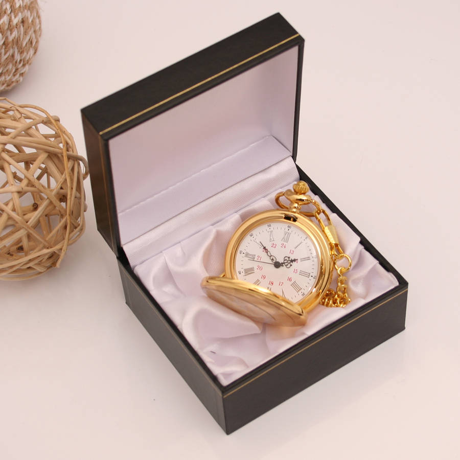 engraved pocket watch gold plated in box by giftsonline4u ...