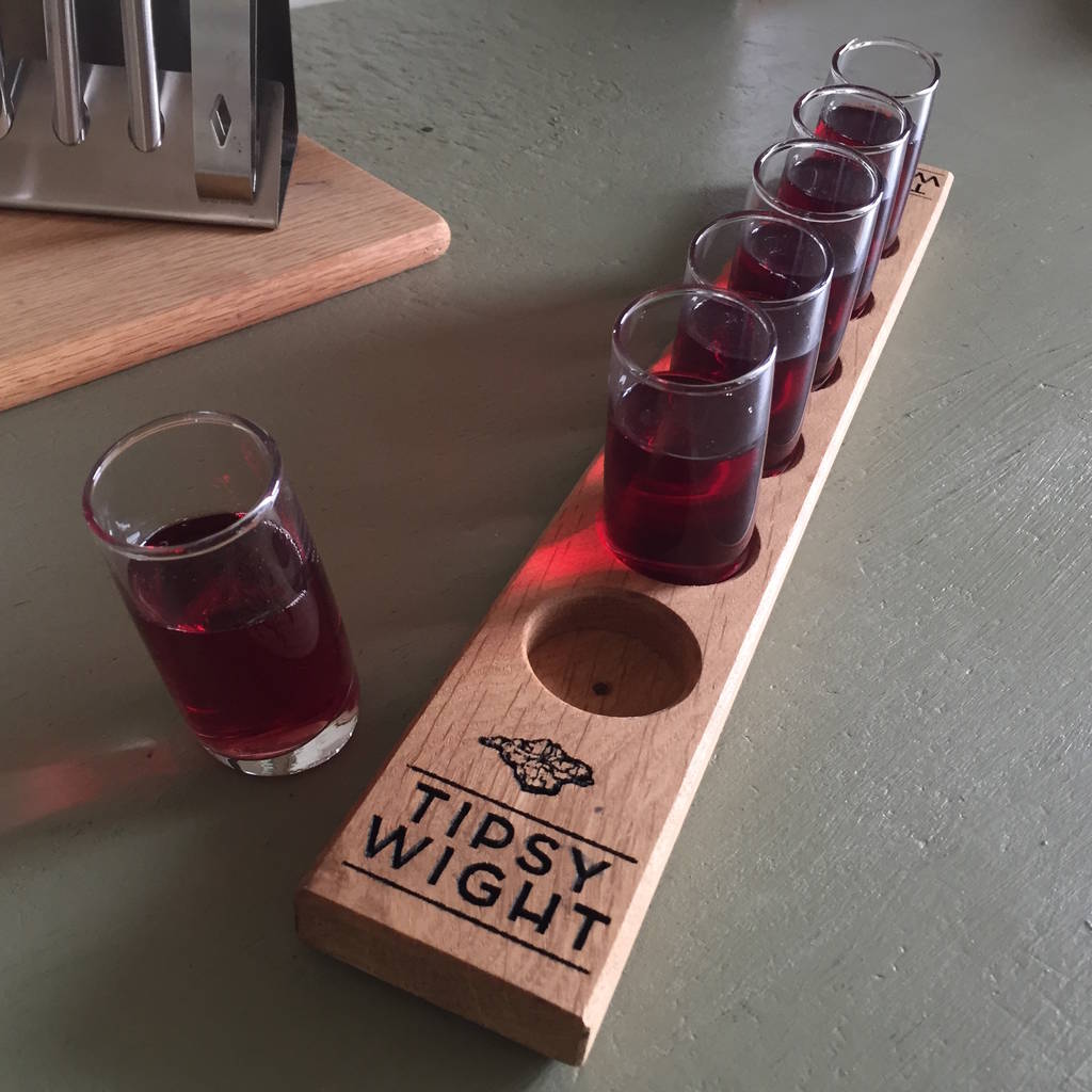 six wonky shot glasses and oak serving paddle by tipsy wight ...