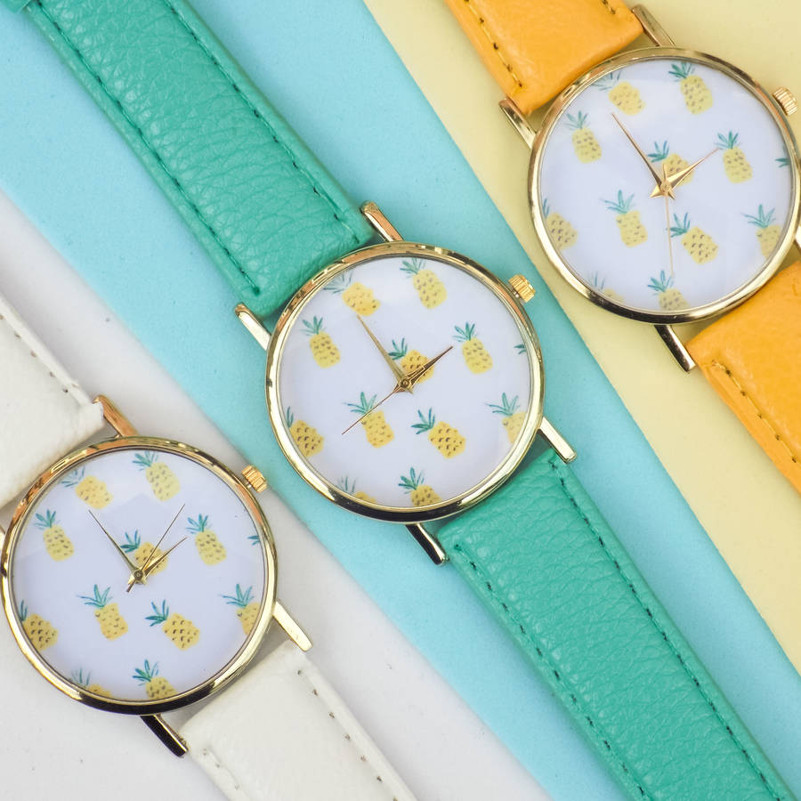 Multiple Pineapple Face Watch By Jacob Noah Personalised Gifts ...