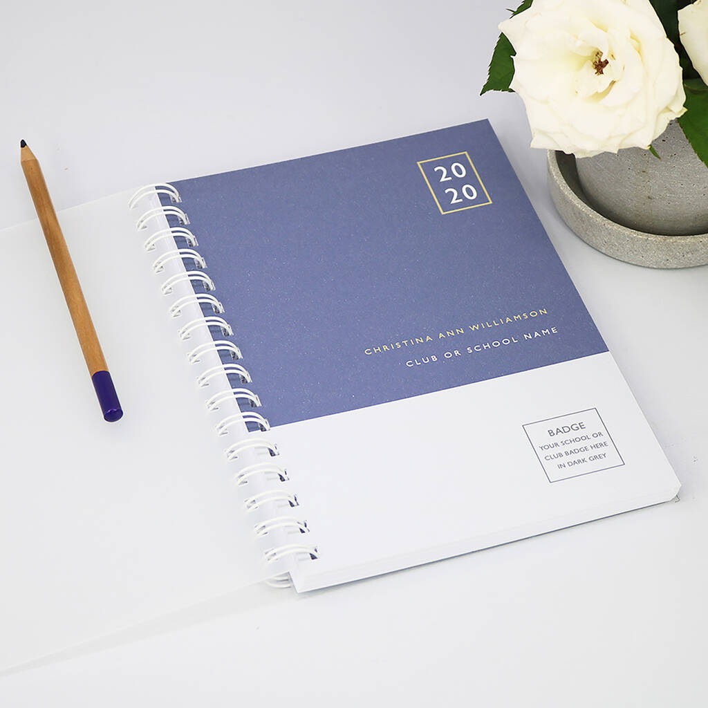 personalised 2020 diary for clubs/schools with badge by designed ...