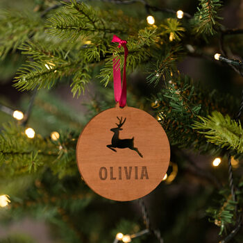 Personalised Wooden Reindeer Christmas Bauble For Kids By Dust and ...