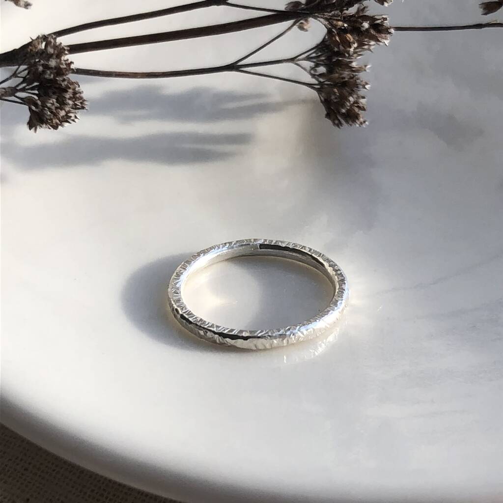 Silver Textured Slim Ring By Louise Ineson Jewellery ...