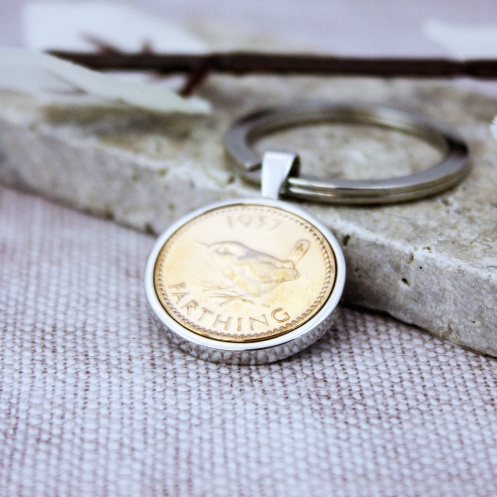farthing 1937 80th birthday coin keyring by ellie ellie ...