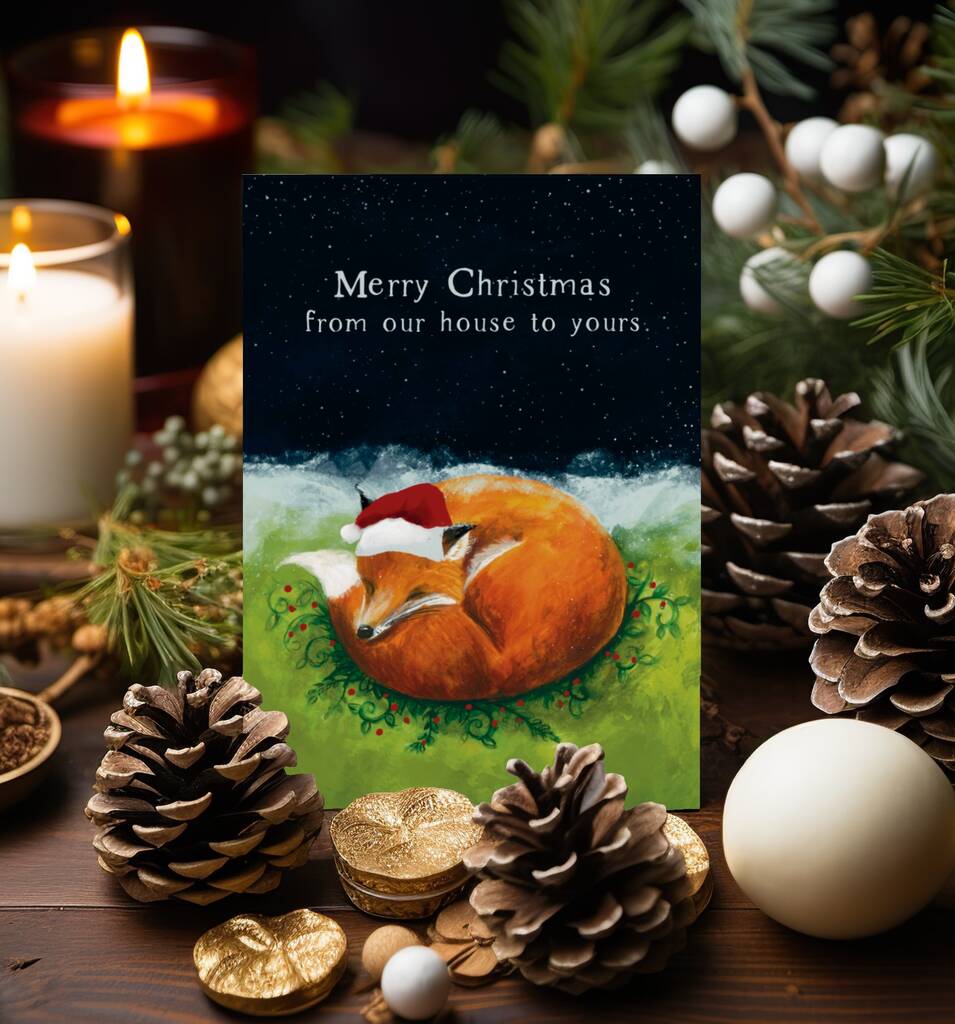 Christmas Fox Card From Our House To Yours By Heidi Clawson Art
